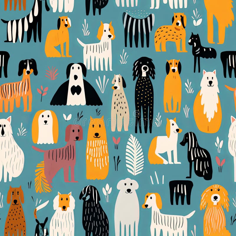 Simplistic and Modern Dog Repeat Pattern Stock Illustration ...