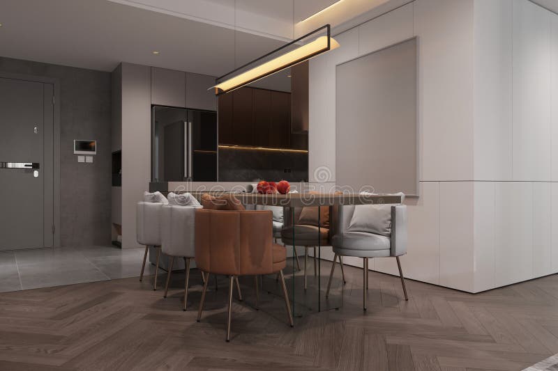 Simplistic Modern Dining Room with Subtle Elegance Stock Illustration ...