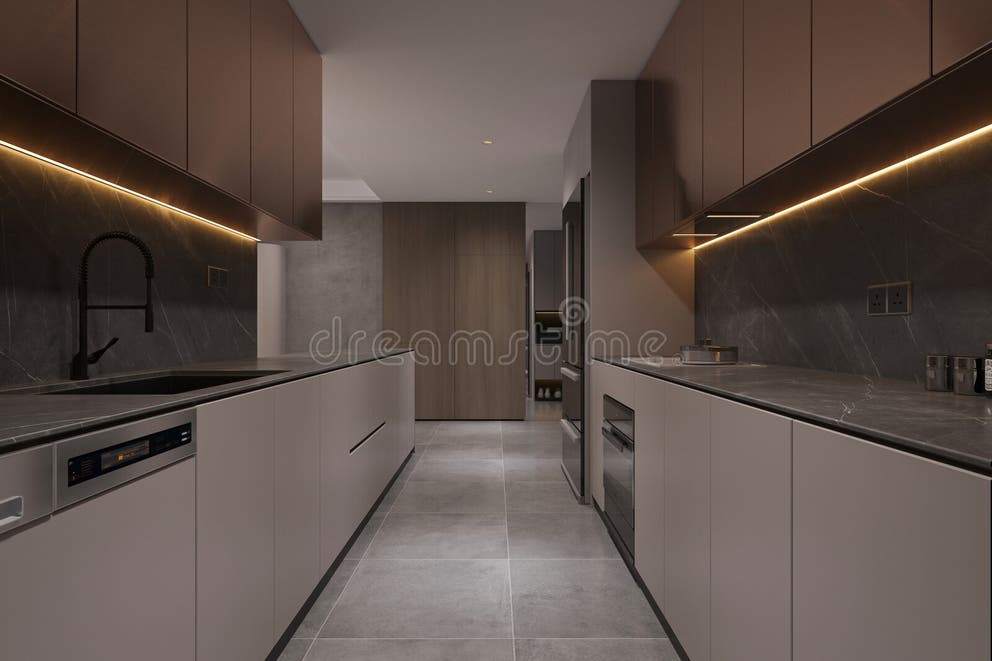 Simplistic Modern Kitchen Interior of Modern Decor and Board Cabinet ...