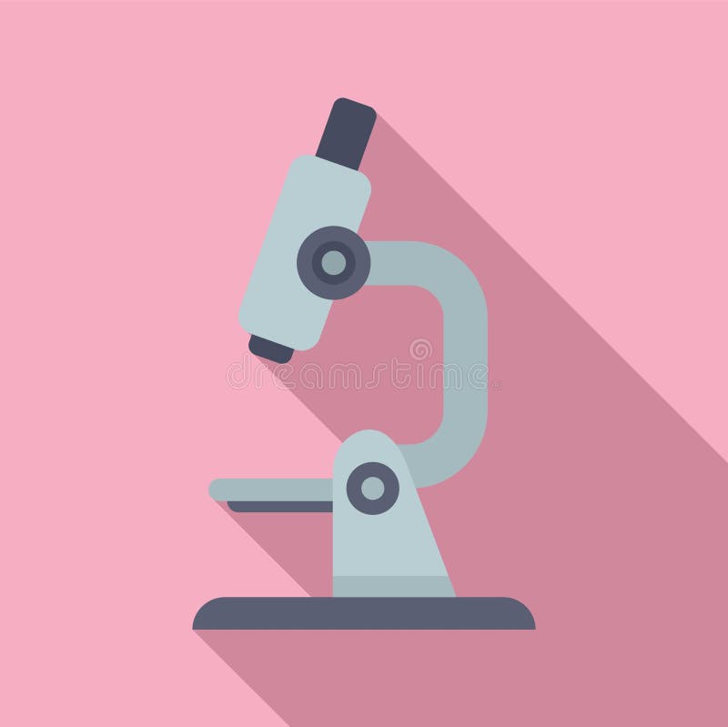 Flat Design Vector Illustration of Microscope on Pink Background Stock ...