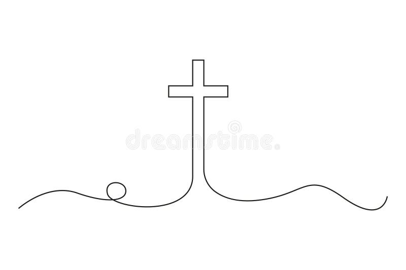 Simplistic One-line Cross on a Hill Design. Vector Illustration. EPS 10 ...