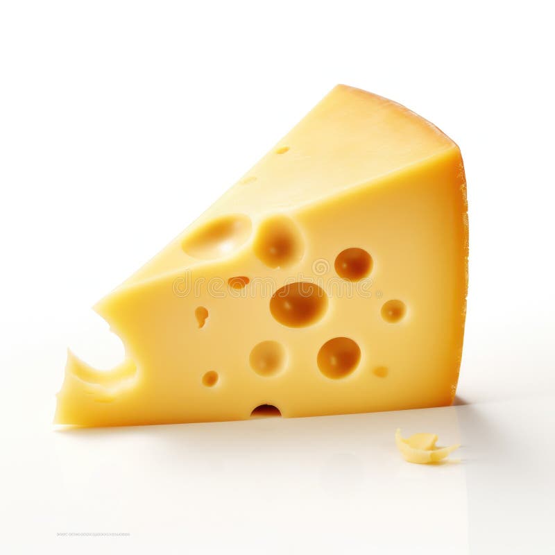 Simplistic Piece of Cheese on White Background AI Generated Stock ...