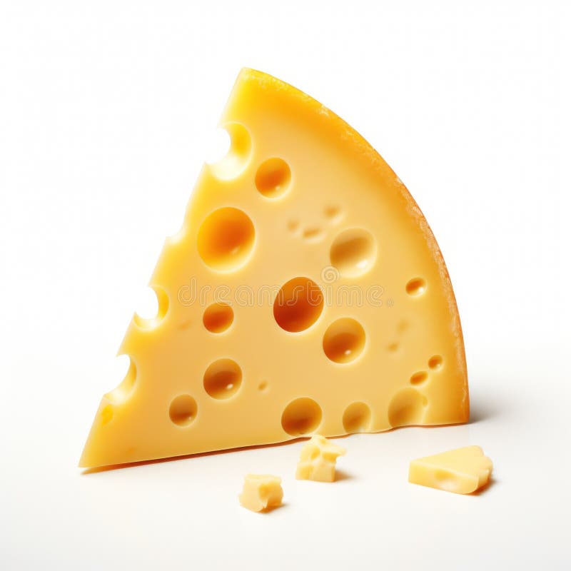 Simplistic Piece of Cheese on White Background AI Generated Stock ...