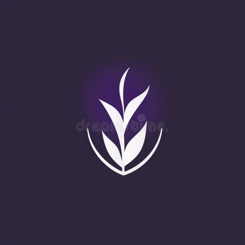 Simplistic Purple Leaf Logo on Black Background Stock Illustration ...