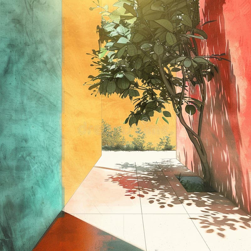 Simplistic Scenes, Sketched in Pencil, Burst with Unexpected, Vibrant ...