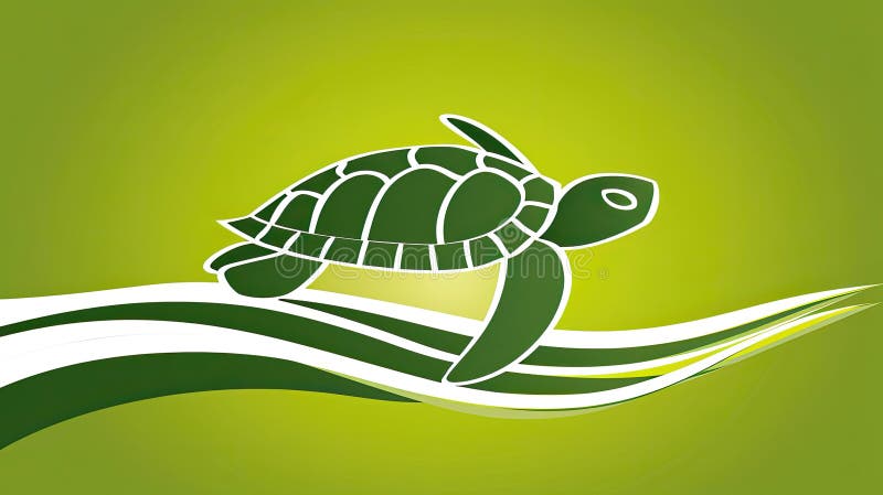 Simplistic Sea Turtle Design on a Green Gradient. Stock Illustration ...