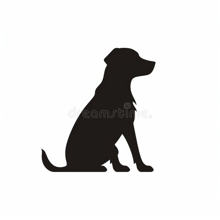 Simplistic Silhouette of Dog Sitting Down Stock Illustration ...