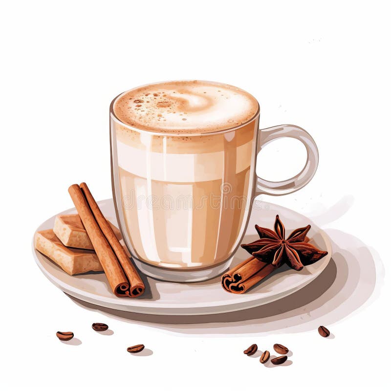 Simplistic White Background Illustration of Chai Latte Design Stock ...