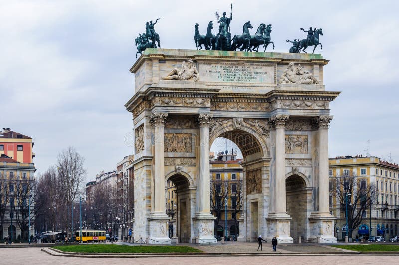 Simplon Gate in Milan, Italy Editorial Stock Photo - Image of triumphal ...