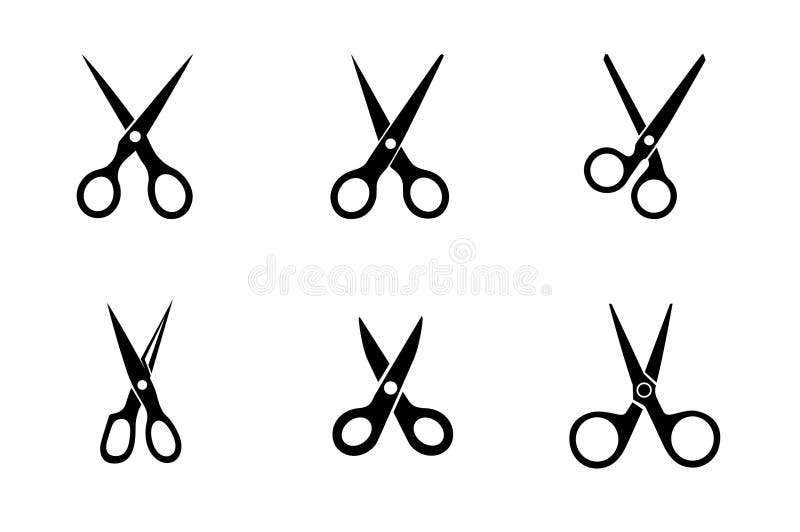 Simply Black Scissors Icon Set. Vector Illustration Stock Vector ...