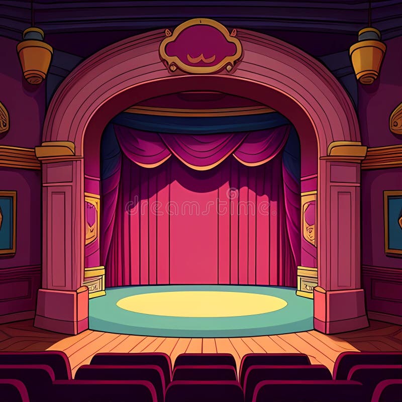 Simpsons-style Empty Stage Background, Made with Generative AI Stock ...