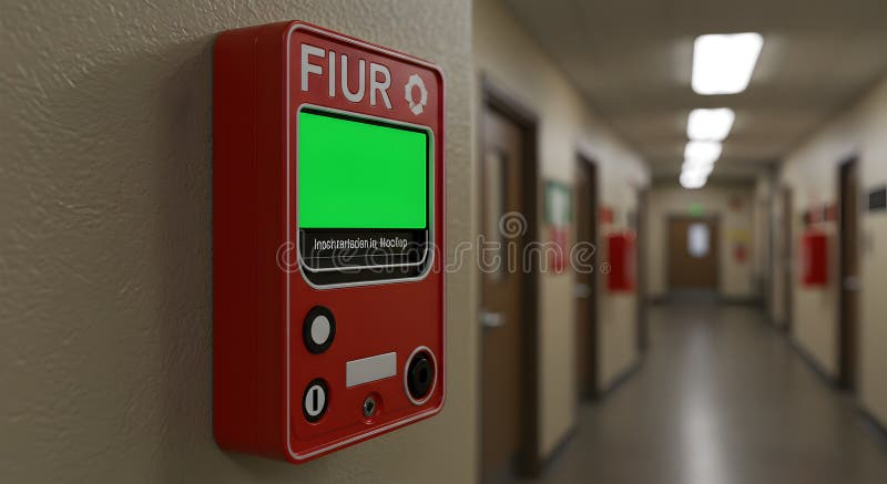 Simulated Fire Alarm System Mock Up Inside a Building with Green Screen ...