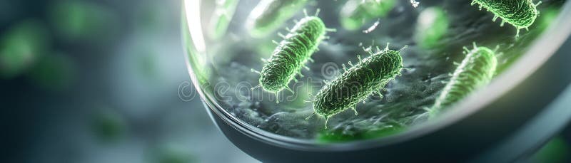 This Simulated Microscope View Features Enlarged Bacteria Glowing Green ...