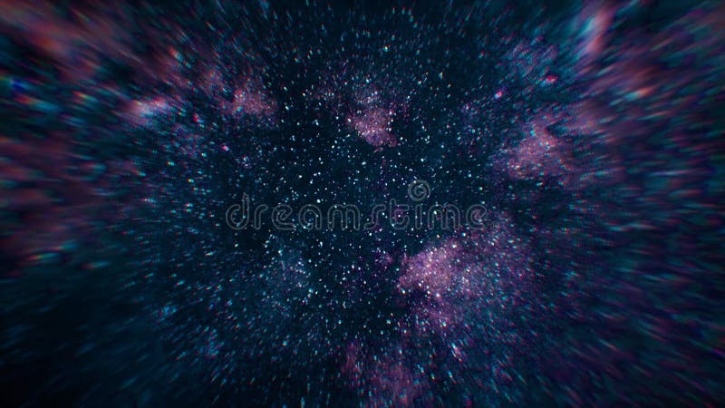 Simulated Space Flight through Scattered Large Stars. Outer Space with ...