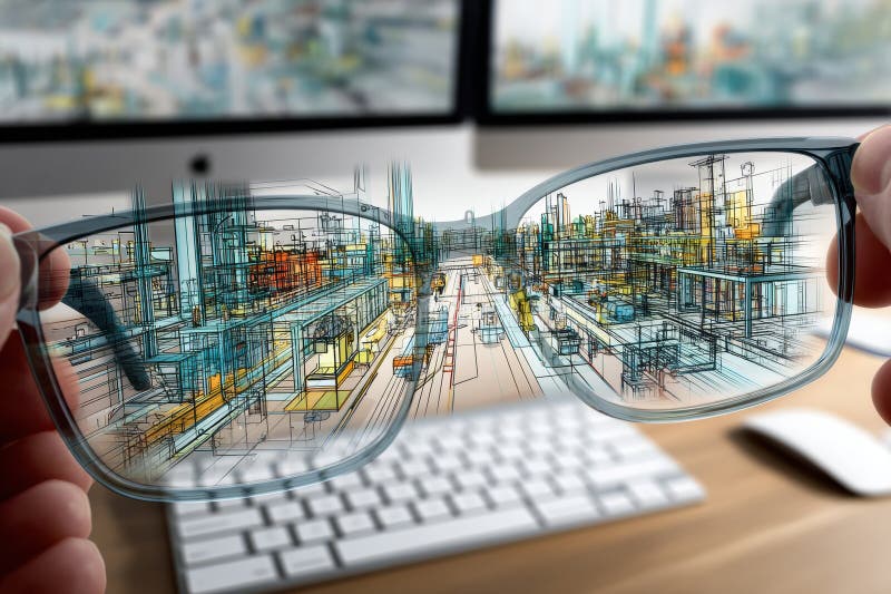 Simulated View of Augmented Reality Glasses Displaying Transparent User ...