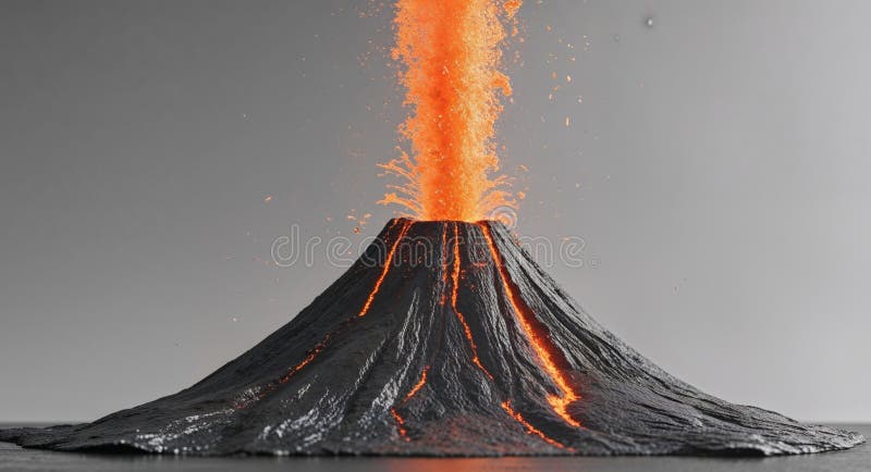 Simulated Volcano Model Erupting with Orange Molten Lava Stock Photo ...