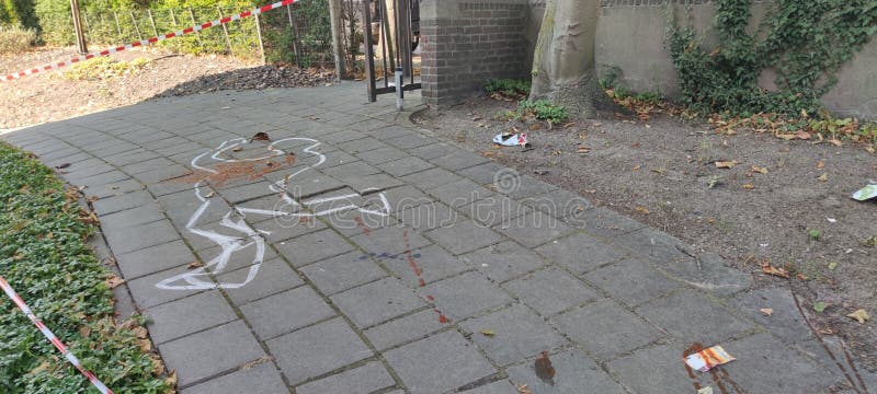 Simulation of a Crime Scene at a Schoolyard. Stock Photo - Image of ...