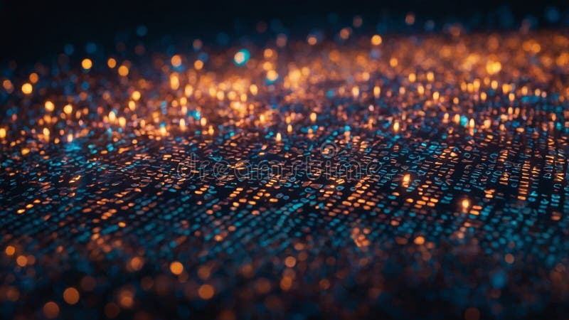 Simulation Of Flowing Stream Of Binary Code Data Illuminated By Soft