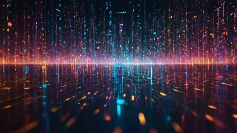 Simulation of Flowing Stream of Binary Code Data Illuminated by Soft ...