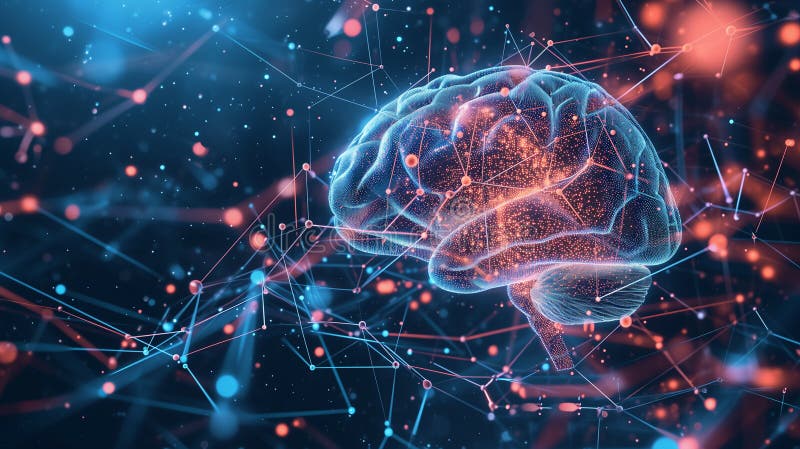 A Simulation of a Neural Network of the Brain Stock Illustration ...