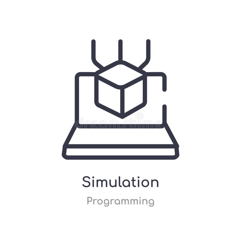 Simulation Outline Icon. Isolated Line Vector Illustration from ... Simulation Outline Icon. Isolated Line Vector Illustration from ...