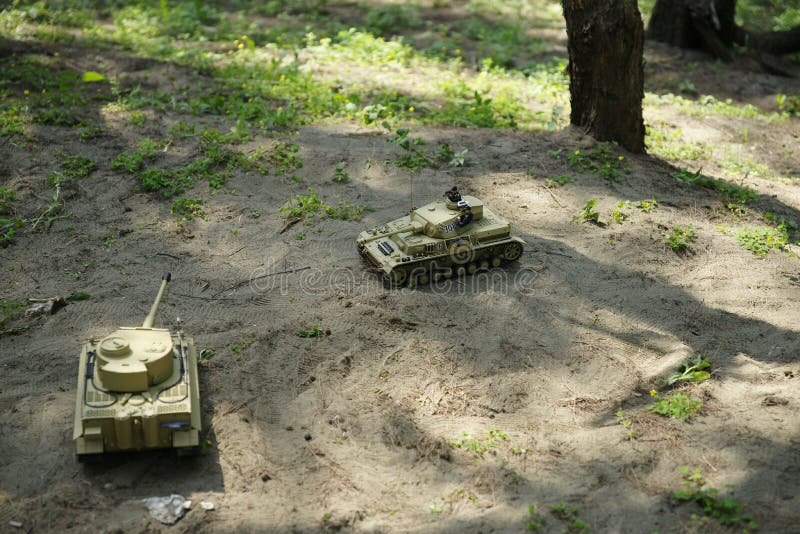 Simulation of Remote Control Model Tank. Stock Photo - Image of army ...