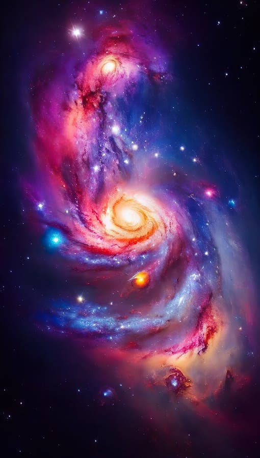 Simulation of Two Merging Galaxies Stock Illustration - Illustration of ...