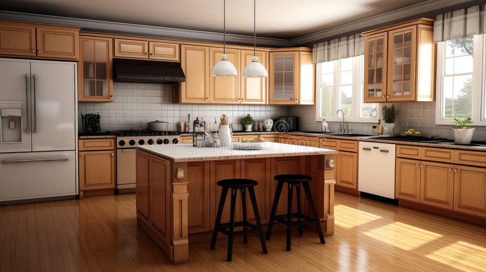 Simulation virtual kitchen stock illustration. Illustration of ...