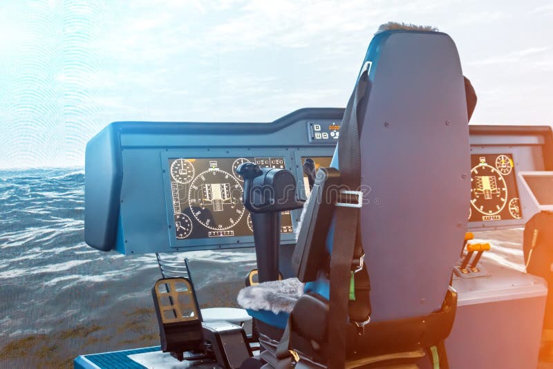 Simulator Control of the Ship, Marine Vessel. Stock Photo - Image of ...