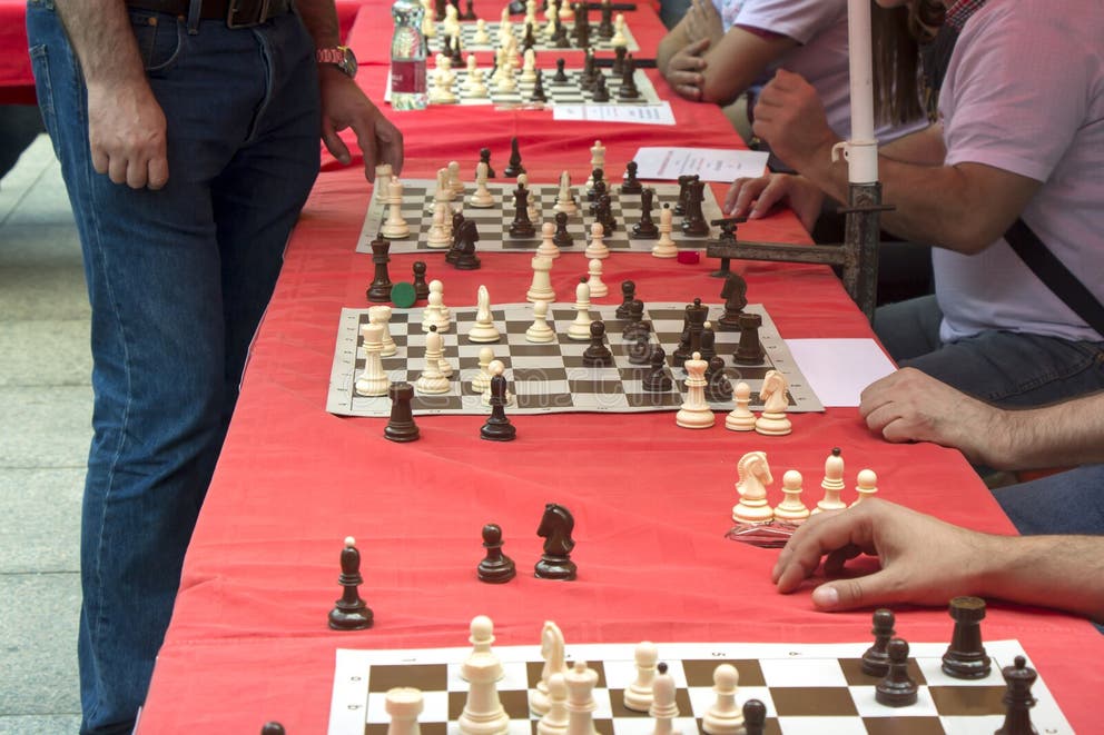 Simultaneous Chess Competition on the City Square Stock Photo - Image ...