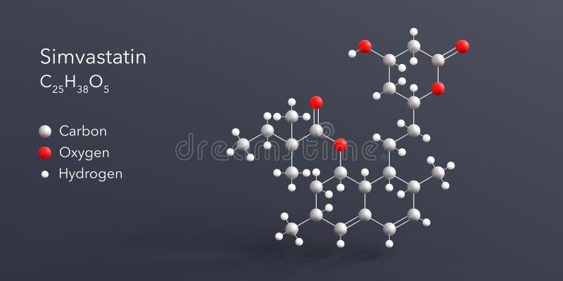 Simvastatin Molecule 3d Rendering, Flat Molecular Structure with ...