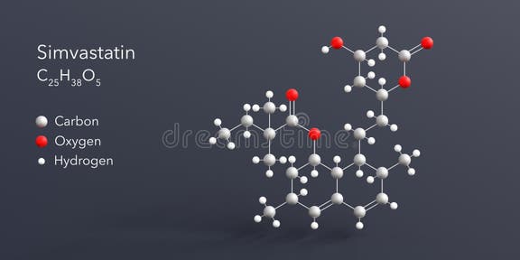 Simvastatin Molecule 3d Rendering, Flat Molecular Structure with ...
