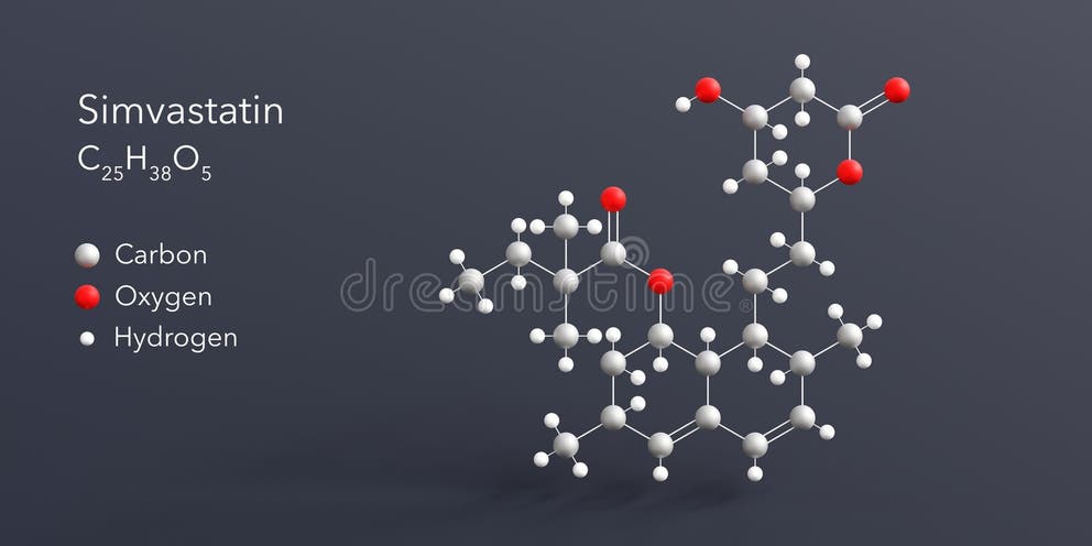 Simvastatin Molecule 3d Rendering, Flat Molecular Structure with ...