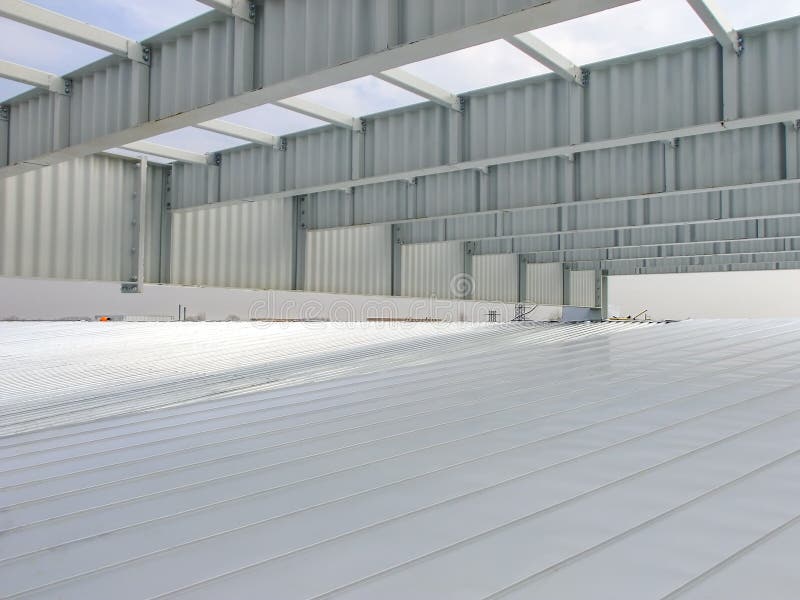 SIN Beams Structure of a Modern Warehouse Under Construction. Metal ...