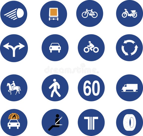 Set of Vehicle Traffic Signs Stock Illustration - Illustration of round ...