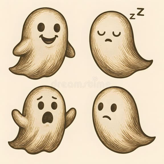 Brown Toned Ghosts with Emotions – Halloween Expressions Pack Stock ...