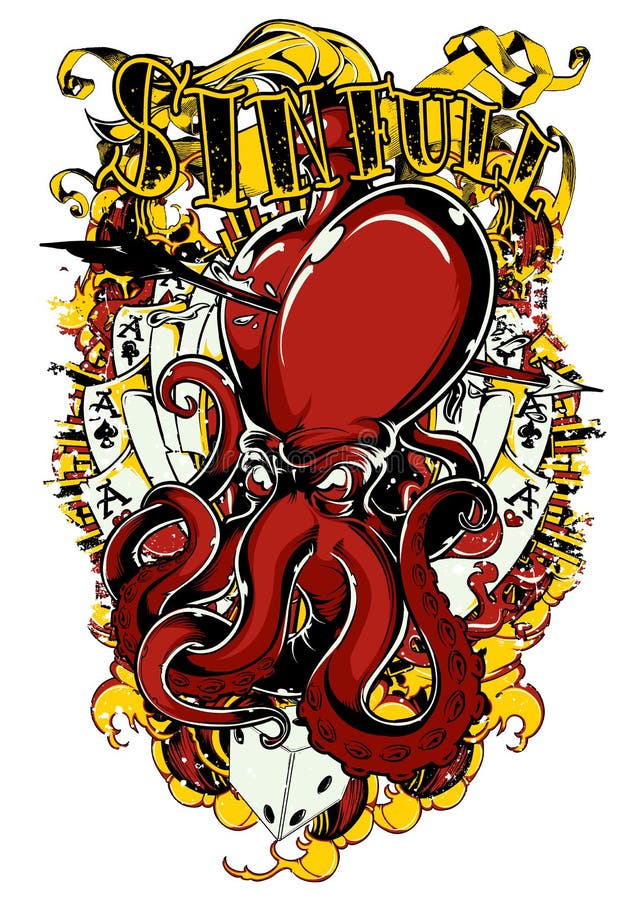 Octopus, tattoo stock vector. Illustration of contour - 15305910