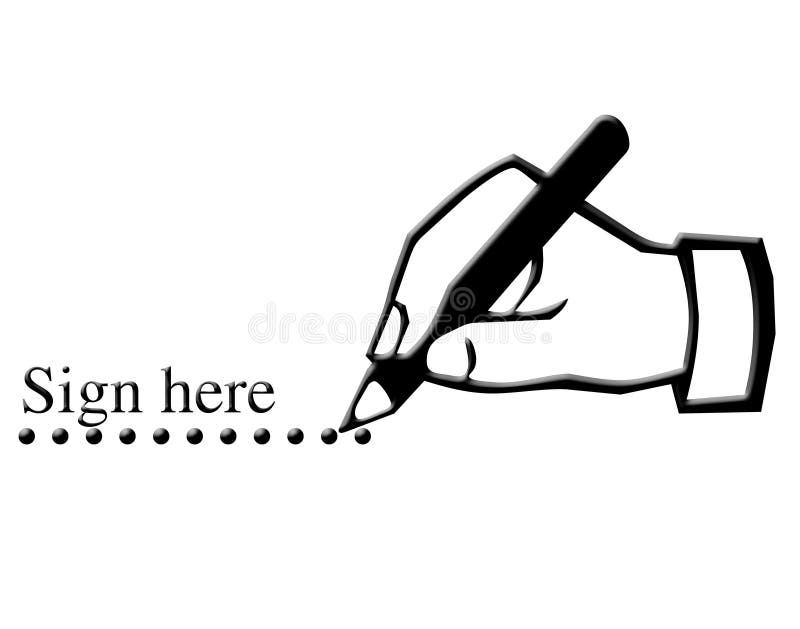 Sinal aqui ilustração stock. Ilustração de agarrar, escrita - 38009749