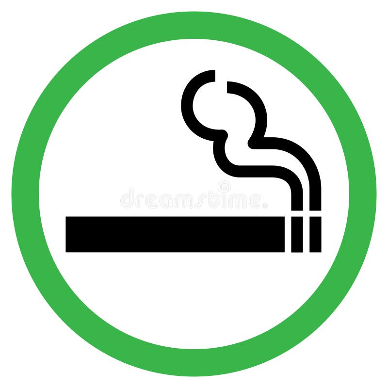 Sinal da área de fumo ilustração do vetor. Ilustração de fumar - 3315668