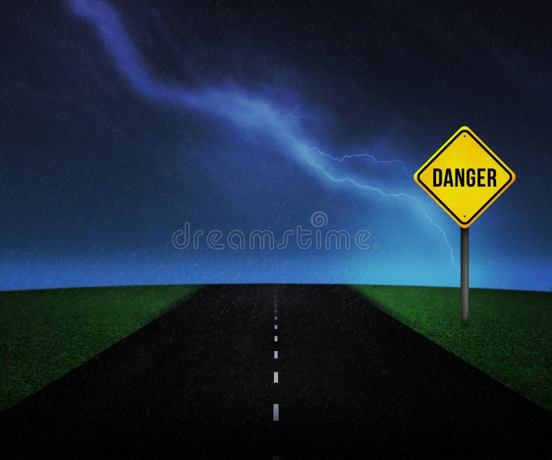 Sinal do perigo na estrada ilustração stock. Ilustração de conceito ...