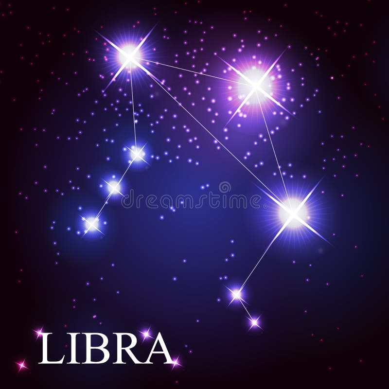 Signo Do Zodíaco De Libra Das Belas Estrelas Brilhantes Ilustração do ...