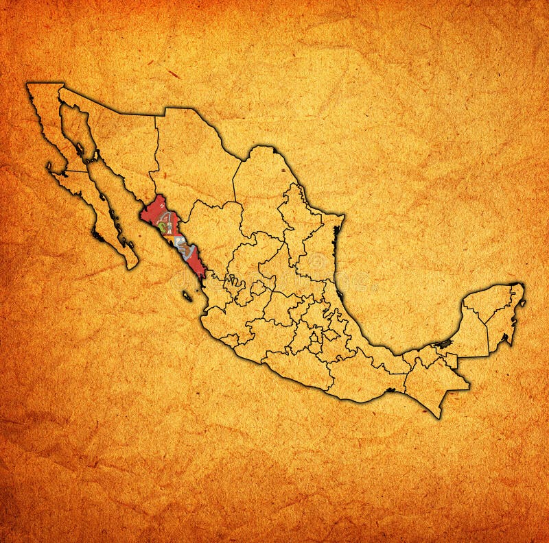 Sinaloa on Administration Map of Mexico Stock Illustration ...