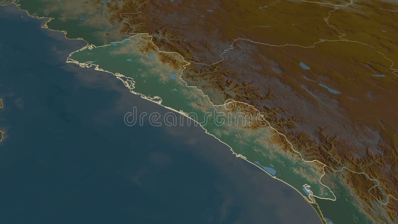 Sinaloa, Mexico - Outlined. Relief Stock Illustration - Illustration of ...