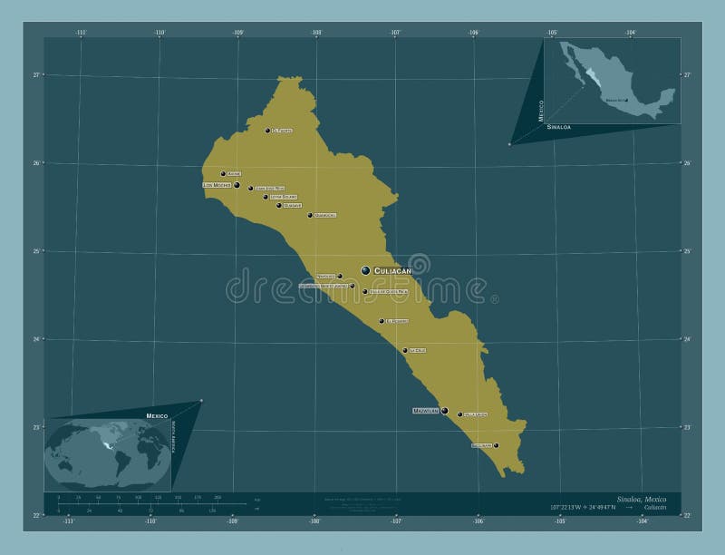 Sinaloa Mexico Solid Labelled Points Of Cities Stock Illustration Illustration Of Culiacan