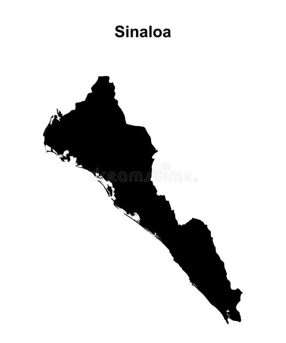 Sinaloa outline map stock vector. Illustration of empty - 360476356