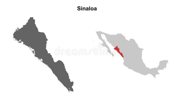 Sinaloa outline map stock vector. Illustration of detailed - 379012172