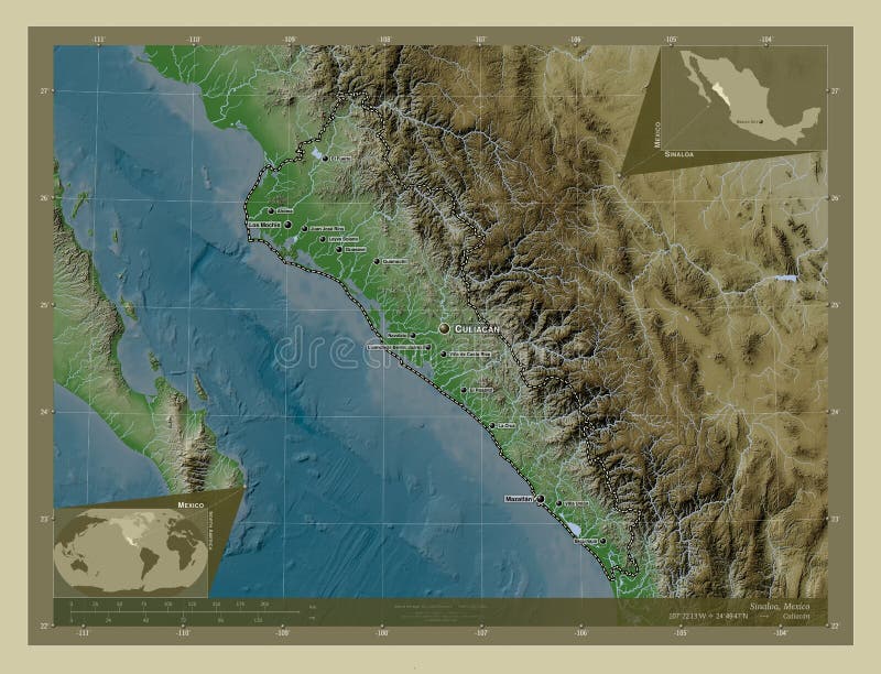Sinaloa, Mexico. Wiki. Labelled Points of Cities Stock Illustration ...