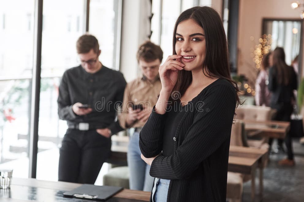 Sincere Smile. Group of Students in Eyewear Standing in the Learning ...