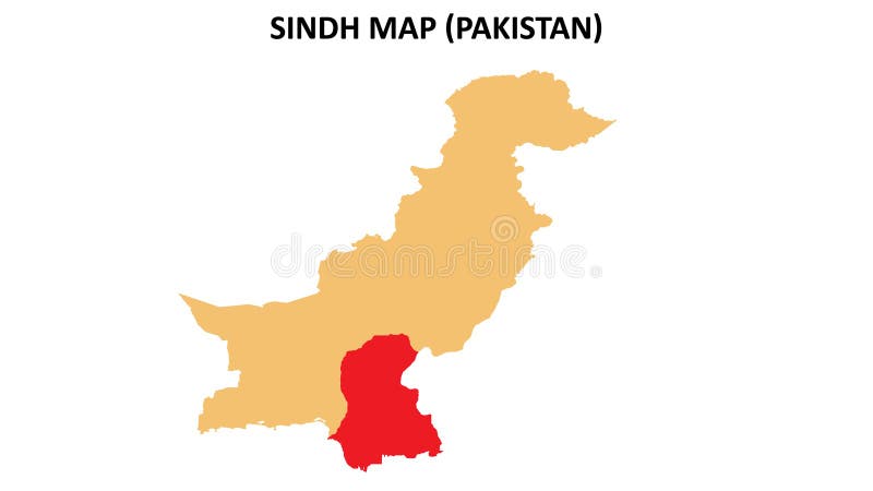 Sindh Map Highlighted on Pakistan Map. Sindh Map on Pakistan Stock ...