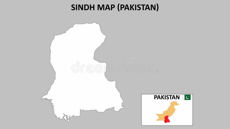 Sindh Map. Sindh Map Pakistan with White Background and Line Map Stock ...